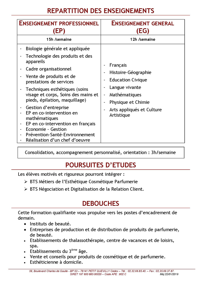 Bac Professionnel Esthétique – Cosmétique – Parfumerie - Lycée Elisa ... Bac Professionnel Esthétique – Cosmétique – Parfumerie - Lycée Elisa ...